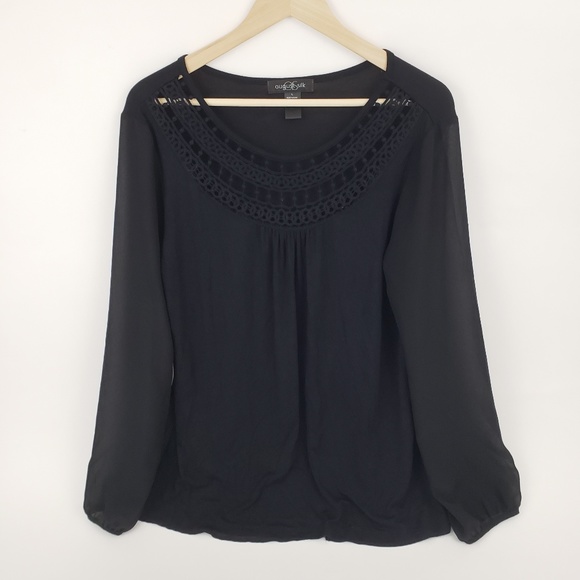 august silk | Tops | August Silk Womens Black Blouse Top Size Large ...